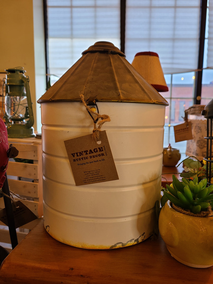 White Silo Canisters – Vintage Rustic Decor