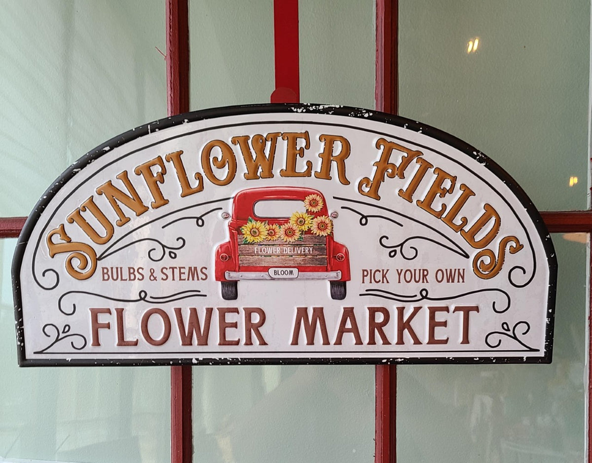 Sunflower Fields Tin Sign – Vintage Rustic Decor